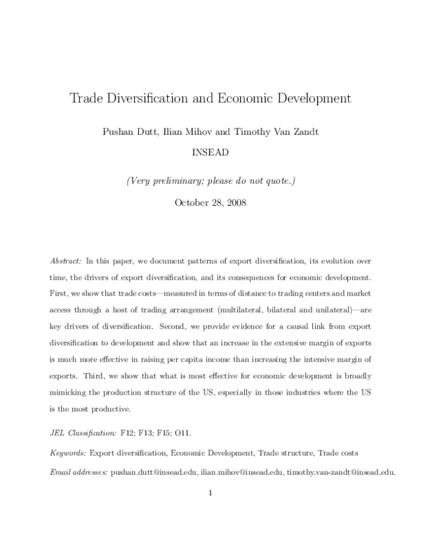 (PDF) Trade Diversification and Economic Development