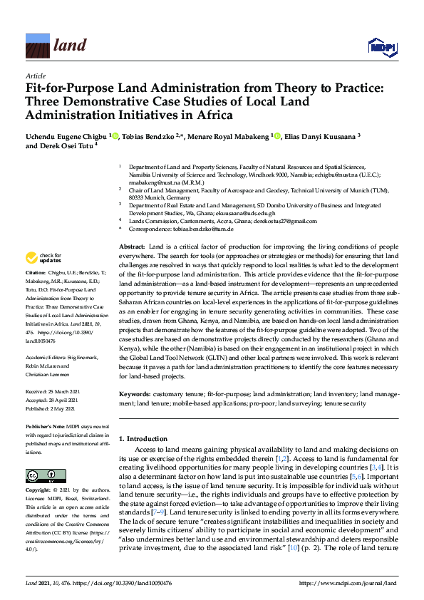 (PDF) Fit-for-Purpose Land Administration from Theory to Practice ...