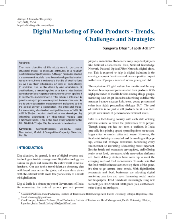 (PDF) Digital Marketing of Food Products -Trends, Challenges and Strategies