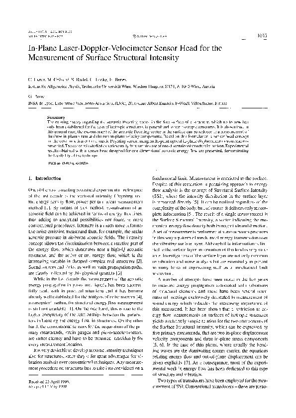 (PDF) In-Plane Laser-Doppler-Velocimeter Sensor Head for the ...