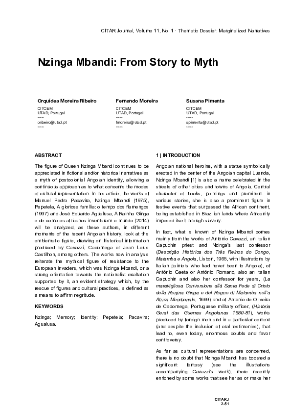 (PDF) Nzinga Mbandi: From Story to Myth