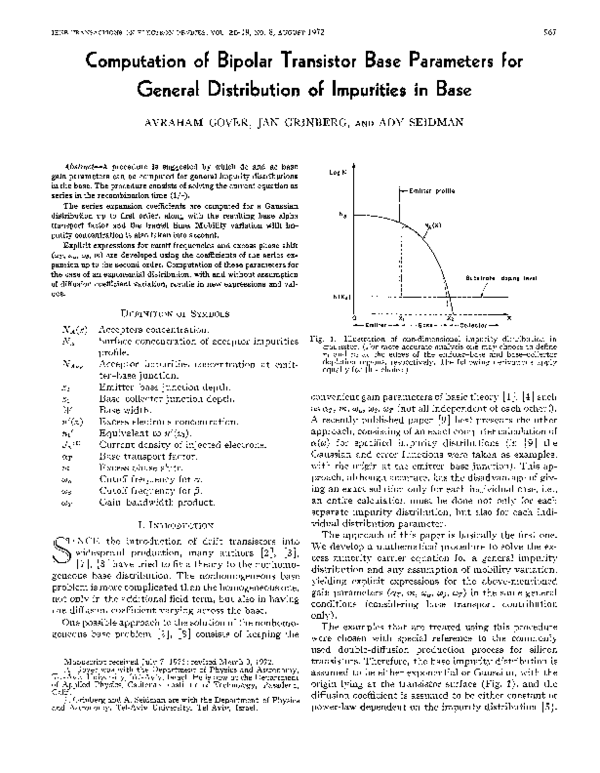(PDF) Computation of bipolar transistor base parameters for general distribution of impurities ...