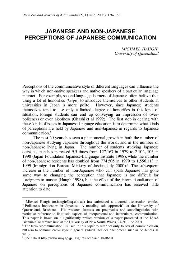 (PDF) Japanese and Non-Japanese Perception of Japanese Communication