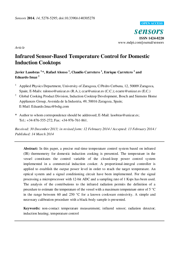 (PDF) Infrared Sensor-Based Temperature Control for Domestic Induction ...