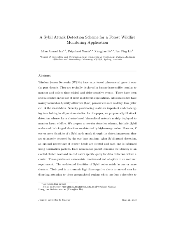 (PDF) A Sybil attack detection scheme for a forest wildfire monitoring ...