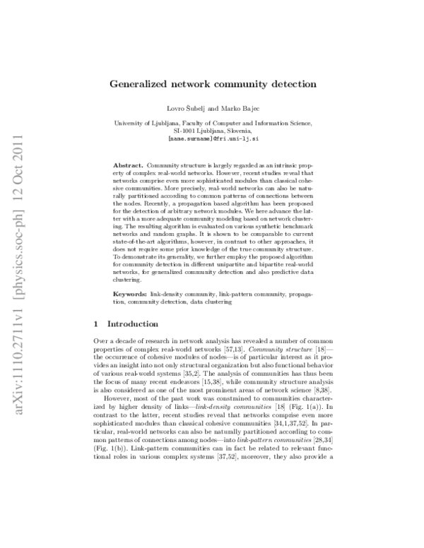 Pdf Advanced Community Detection In Complex Networks