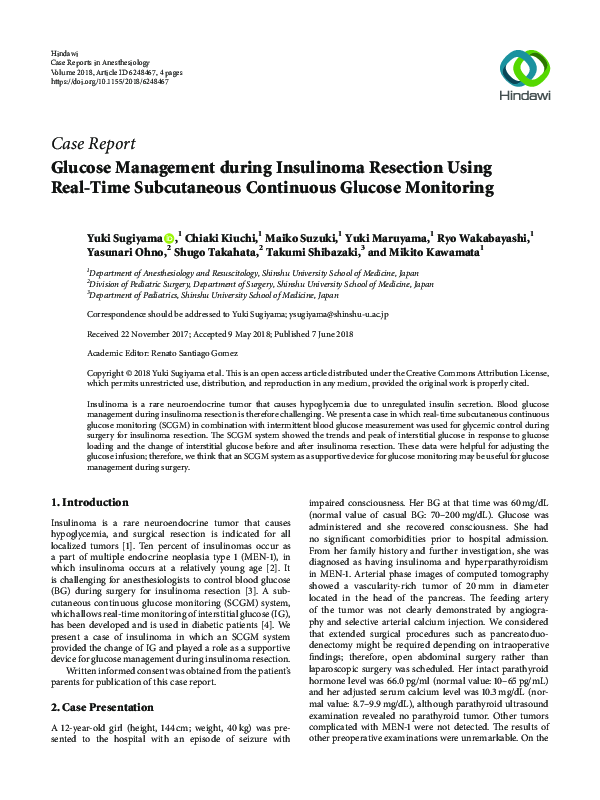 (PDF) Glucose Management during Insulinoma Resection Using Real-Time ...