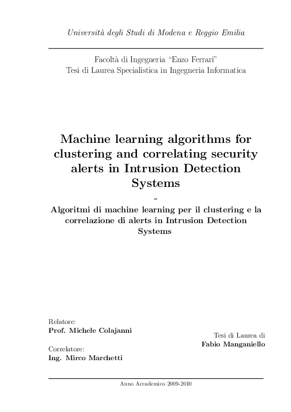 (PDF) Machine learning algorithms for clustering and correlating security alerts in Intrusion ...