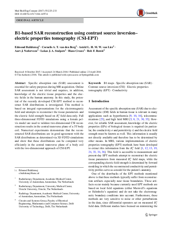 (PDF) B1-based SAR reconstruction using contrast source inversion-electric properties tomography ...