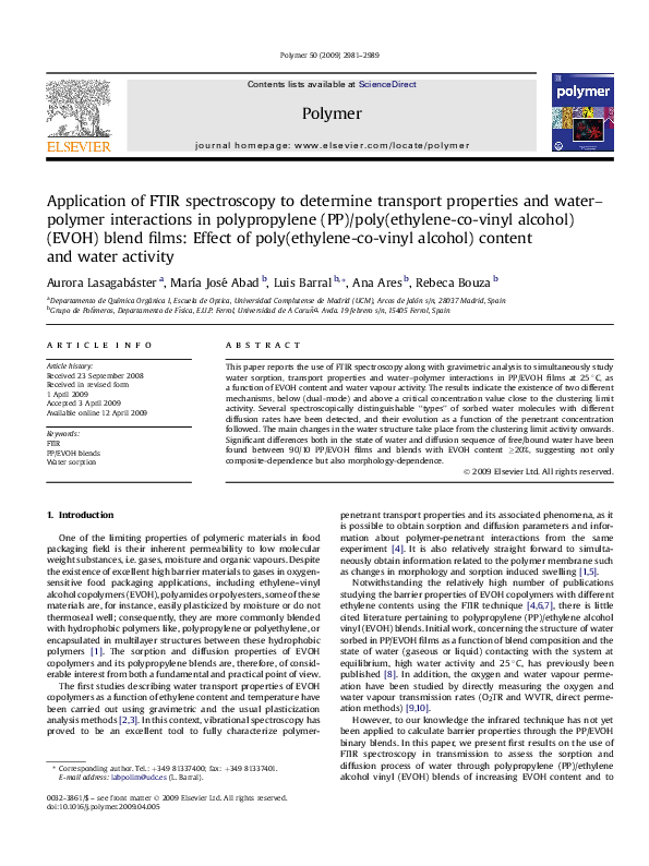(PDF) Application of FTIR spectroscopy to determine transport ...
