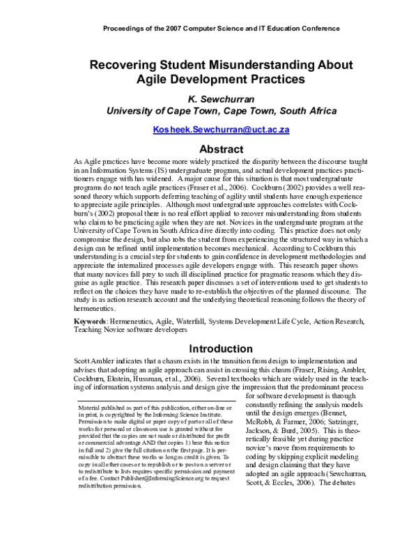 (PDF) Recovering Student Misunderstanding About Agile Development Practices