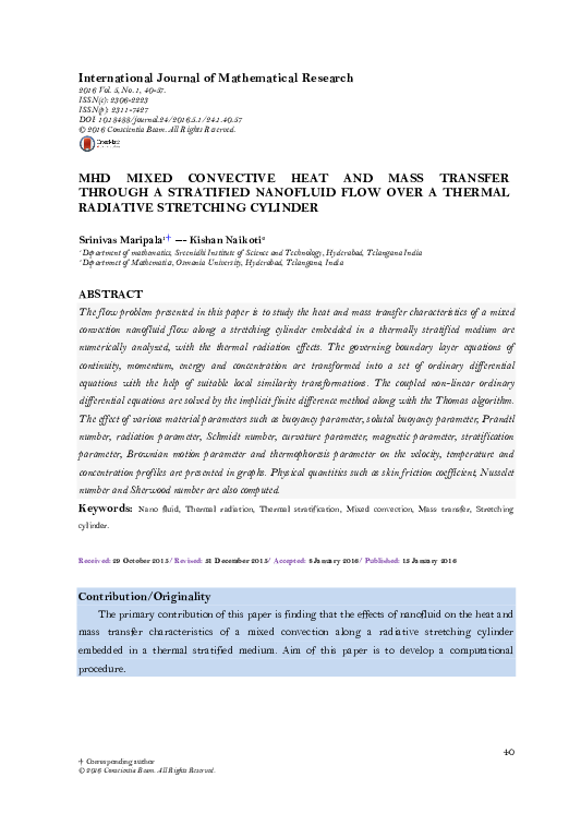 (PDF) MHD Mixed Convective Heat and Mass Transfer through a Stratified Nanofluid Flow Over a ...