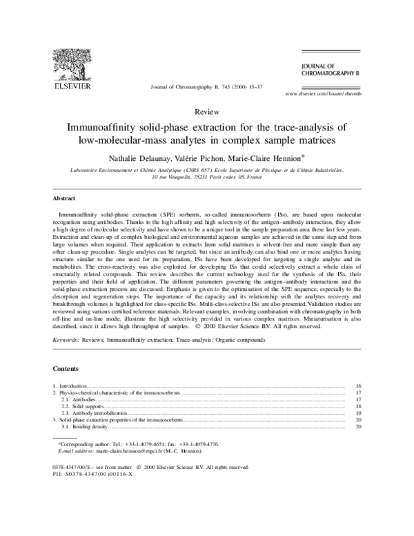 (PDF) Immunoaffinity solid-phase extraction for the trace-analysis of low-molecular-mass ...