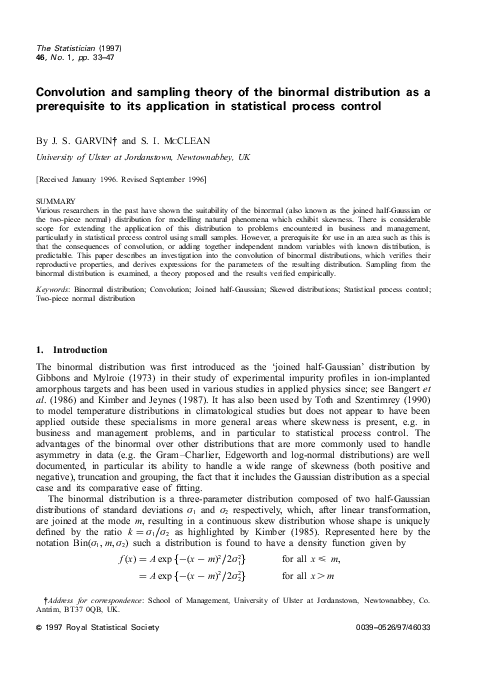 (PDF) Convolution and sampling theory of the binormal distribution as a prerequisite to its ...