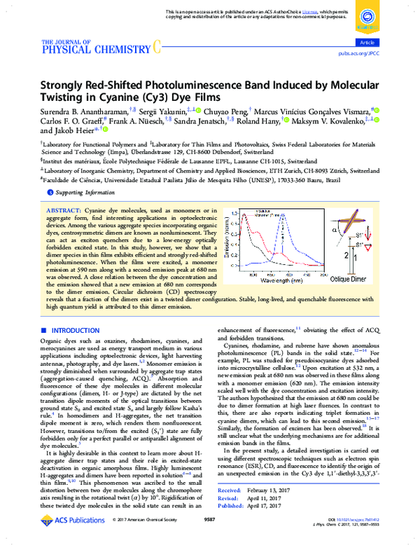 (PDF) Strongly Red-Shifted Photoluminescence Band Induced by Molecular ...