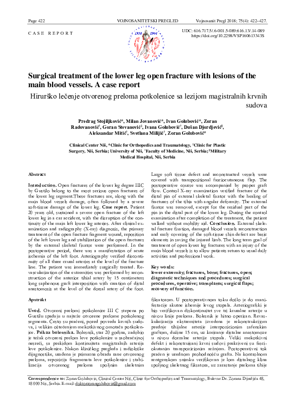 (PDF) Surgical treatment of open fracture of the lower leg with lesions ...