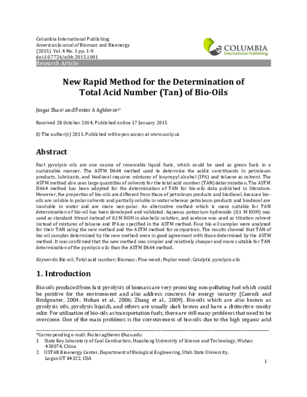 (PDF) New Rapid Method for the Determination of Total Acid Number (Tan ...