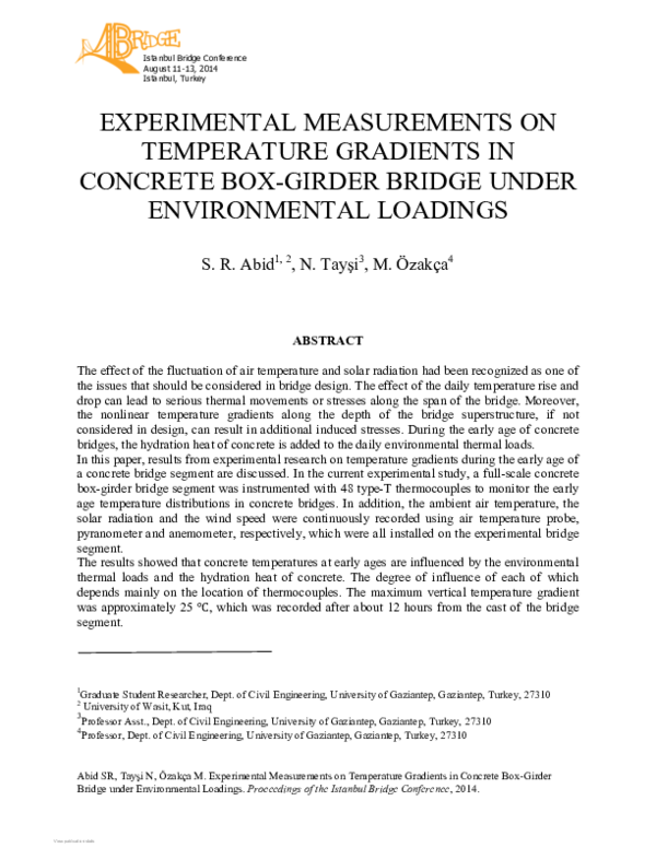 (PDF) Experimental Measurements on Temperature Gradients in Concrete ...