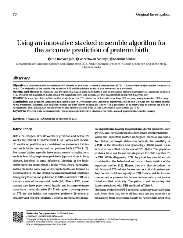 (PDF) Using an innovative stacked ensemble algorithm for the accurate ...