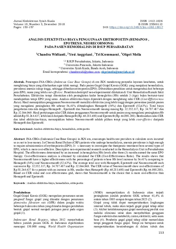 (PDF) Analisis Efektivitas Biaya Penggunaan Eritropoetin (Hemapo ...