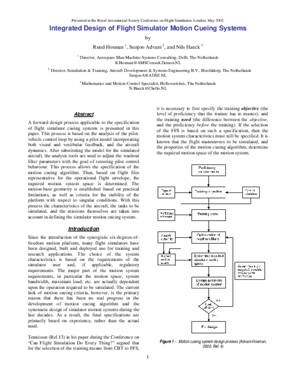 (PDF) Integrated design of flight simulator motion cueing systems