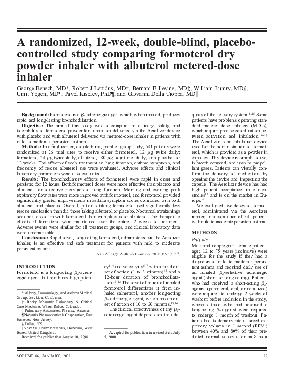 (PDF) Formoterol vs Albuterol in Asthma Management