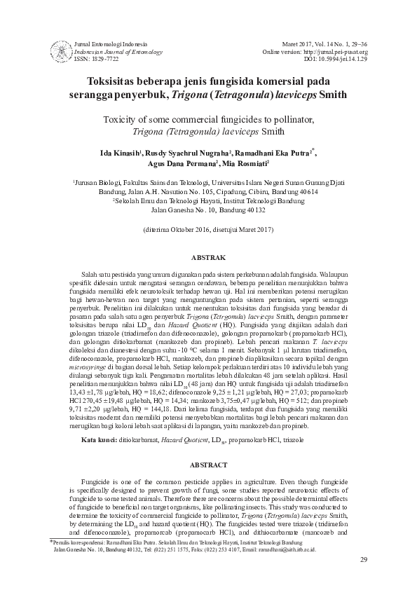 (PDF) Toksisitas beberapa jenis fungisida komersial pada serangga ...