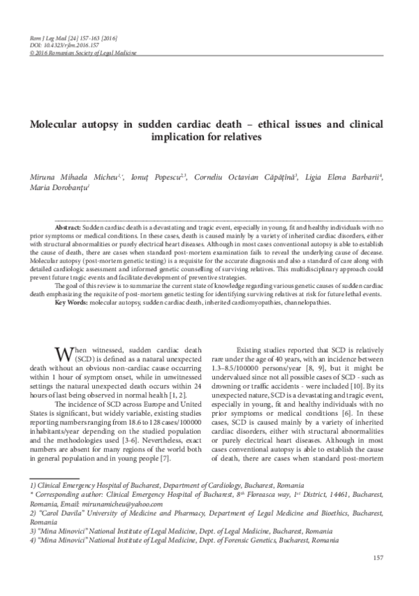 (PDF) Molecular autopsy in sudden cardiac death – ethical issues and ...