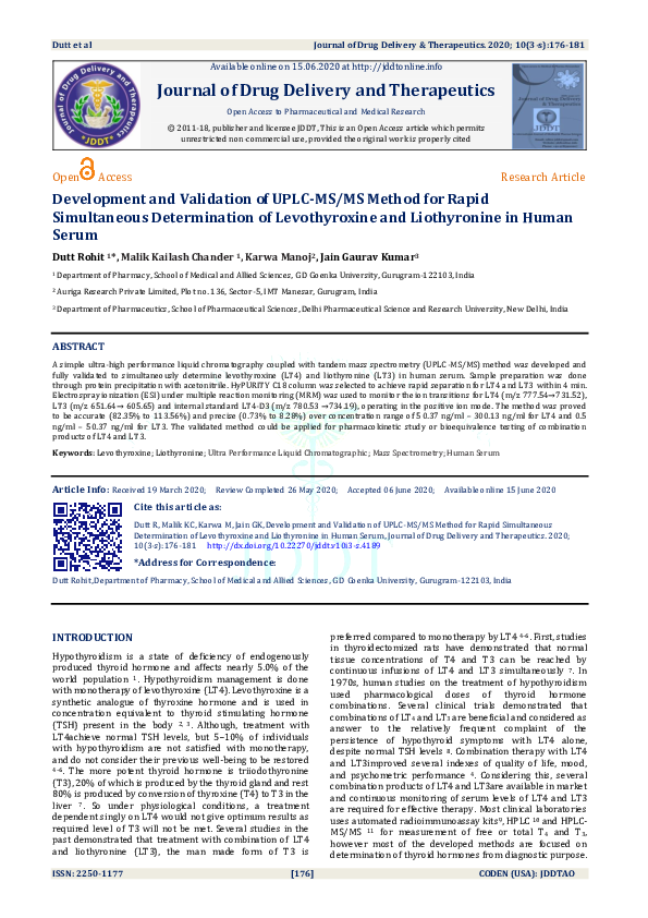 Pdf Development And Validation Of Uplc Msms Method For Rapid Simultaneous Determination Of