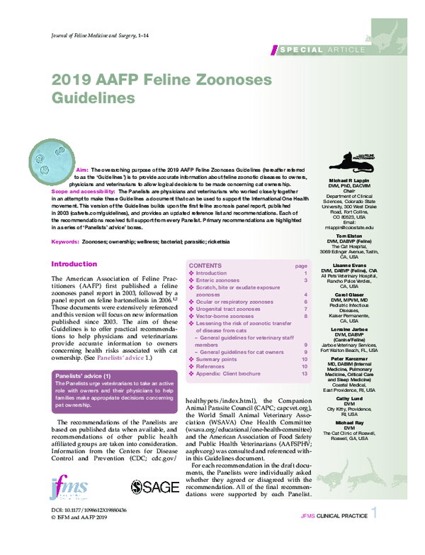 (PDF) 2019 AAFP Feline Zoonoses Guidelines