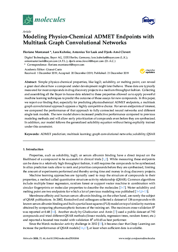 (PDF) Modeling Physico-Chemical ADMET Endpoints with Multitask Graph Convolutional Networks
