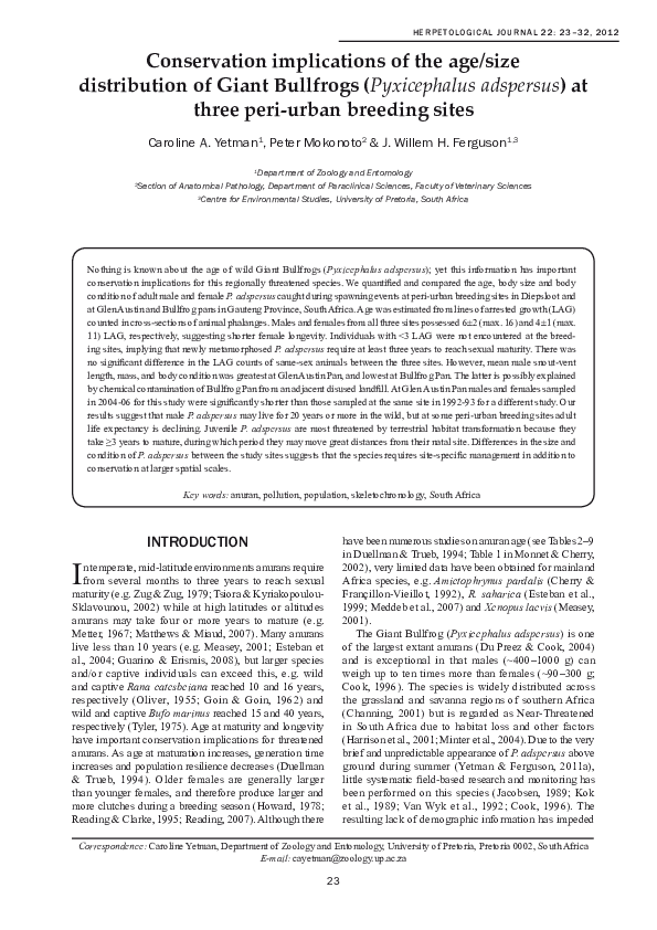 (PDF) Conservation implications of the age/size distribution of Giant ...