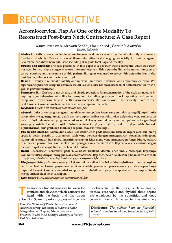 (PDF) Acromiocervical Flap As One of the Modality To Reconstruct Post ...