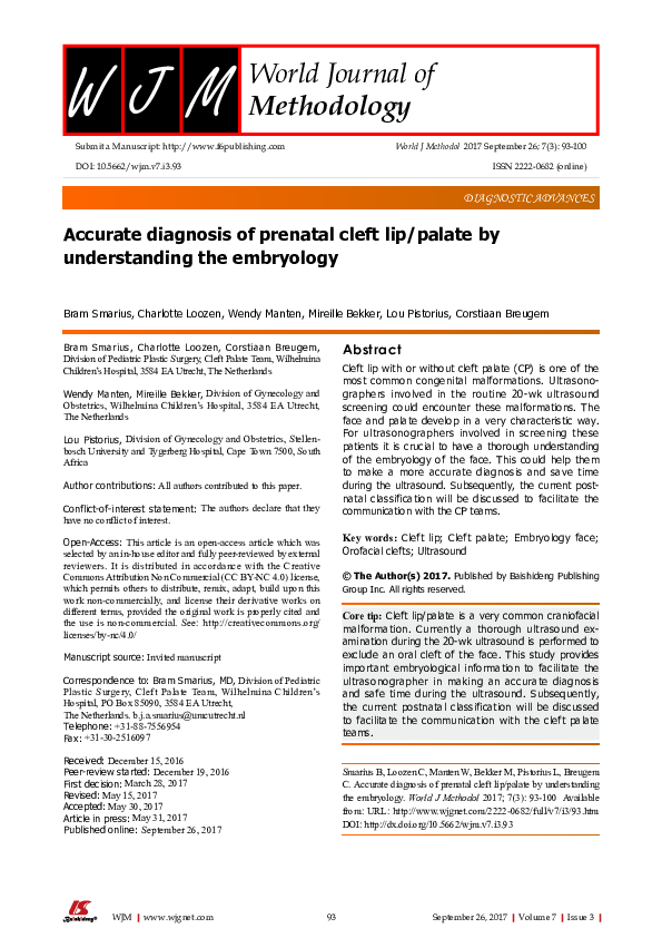 (PDF) Accurate diagnosis of prenatal cleft lip/palate by understanding ...