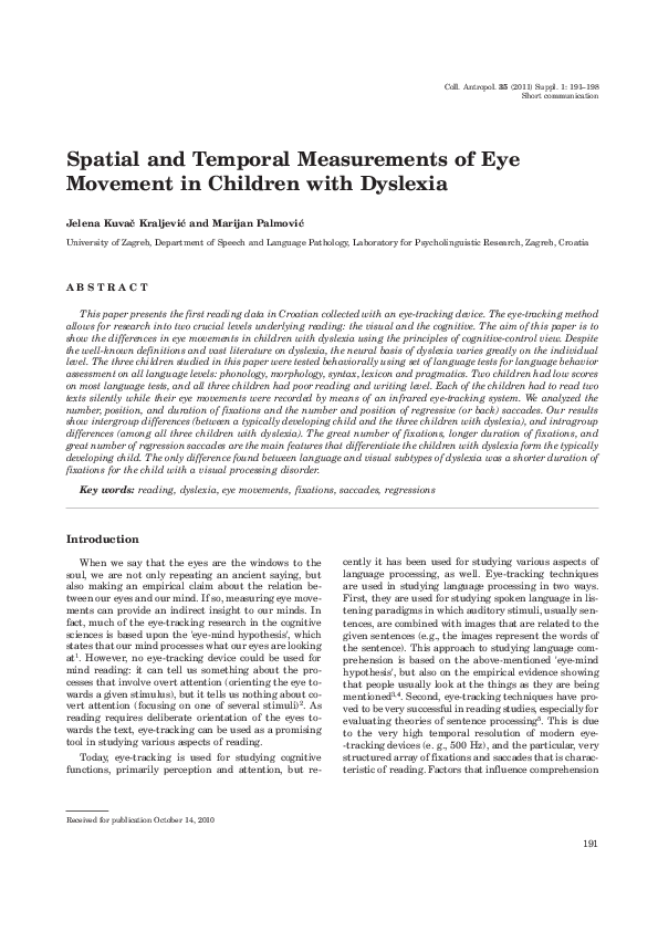 (PDF) Spatial and temporal measurements of eye movement in children ...