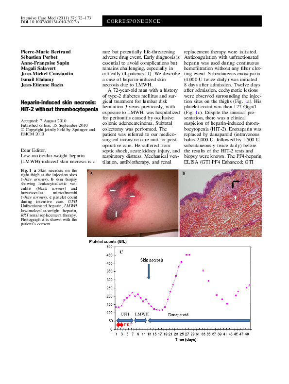 (PDF) Heparin-induced skin necrosis: HIT-2 without thrombocytopenia