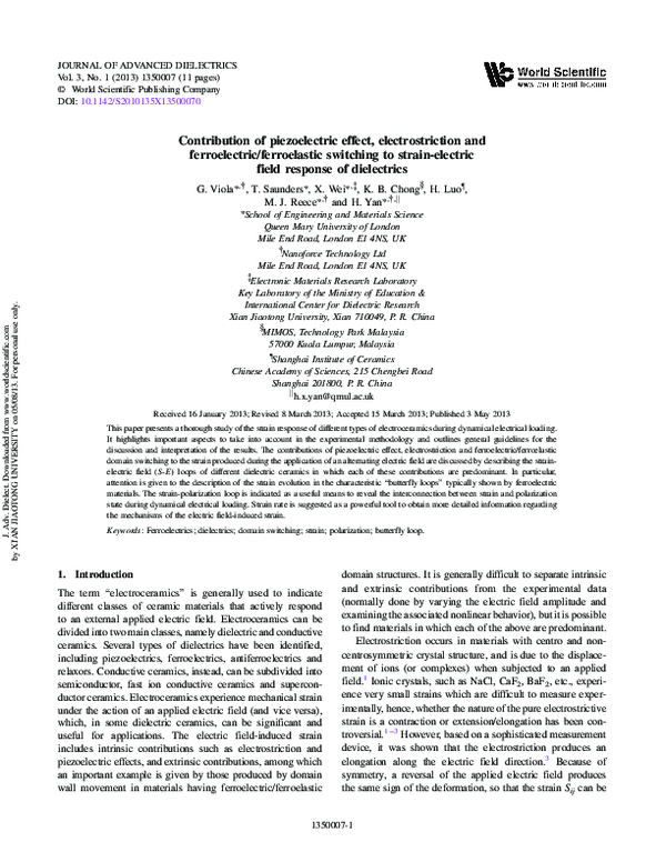 (PDF) Contribution of piezoelectric effect, electrostriction and ...