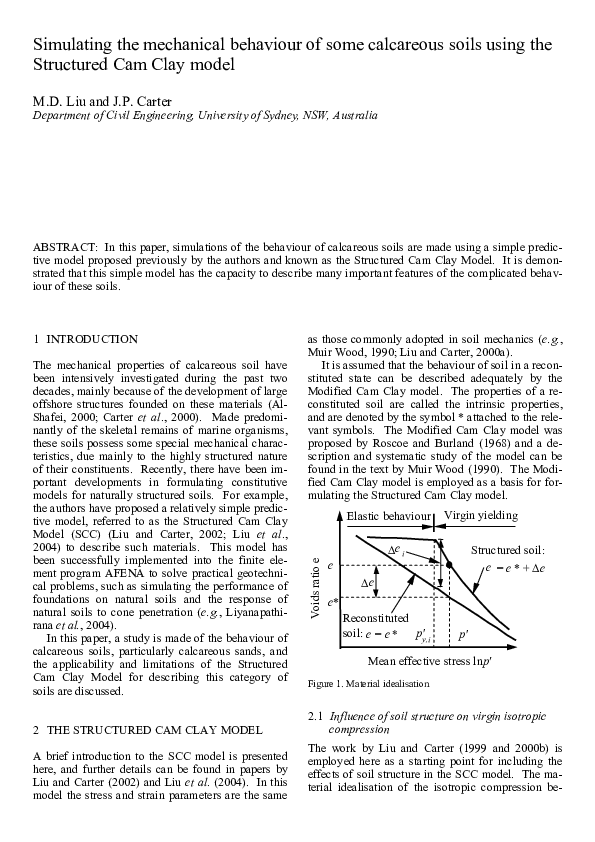 (PDF) Simulating the mechanical behaviour of some calcareous soils ...