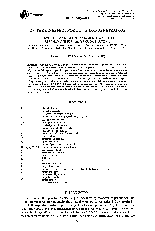 (PDF) On the effect for long-rod penetrators