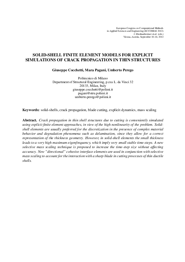(PDF) Solid-shell finite element models for explicit simulations of ...