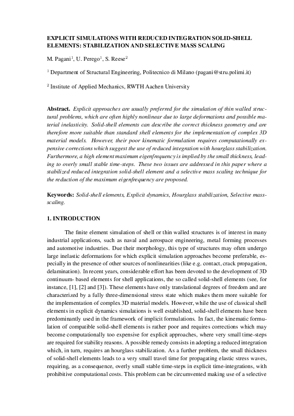 Pdf An Explicit Dynamics Approach To The Simulation Of Crack Propagation In Thin Shells Using