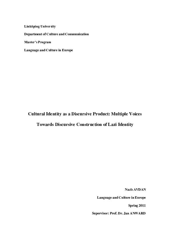 (PDF) Cultural Identity as a Discursive Product : Multiple Voices ...