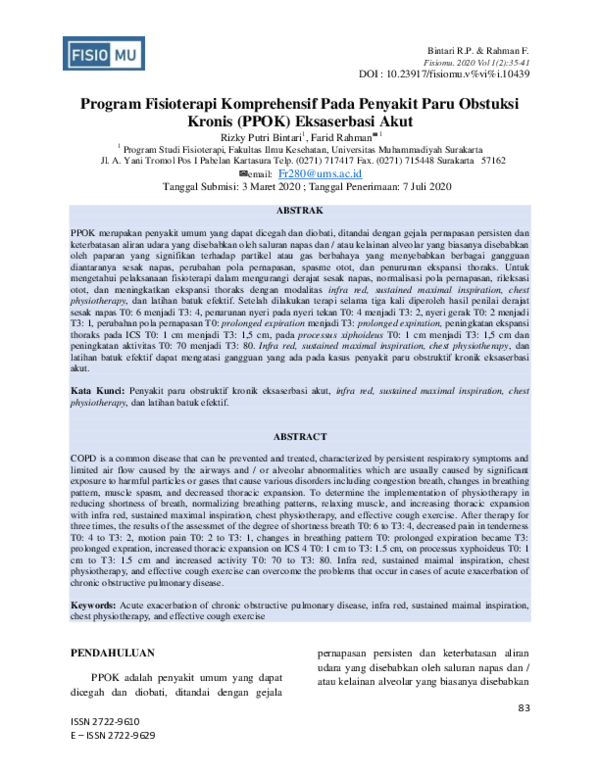 (PDF) Program Fisioterapi Komprehensif pada Penyakit Paru Obstruksi ...