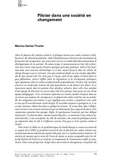 (PDF) Piloter dans une société en changement