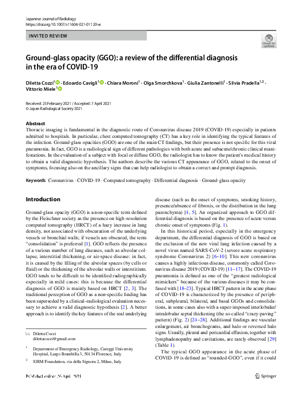 (PDF) Ground-glass opacity (GGO): a review of the differential ...