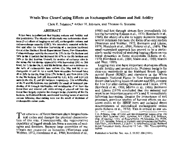 (PDF) Whole-Tree Clear-Cutting Effects on Exchangeable Cations and Soil ...