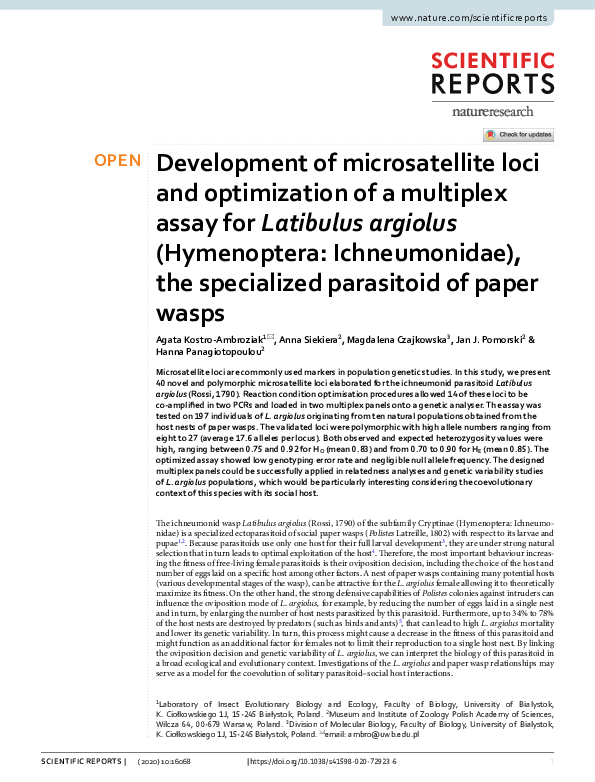 (PDF) Development of microsatellite loci and optimization of a ...