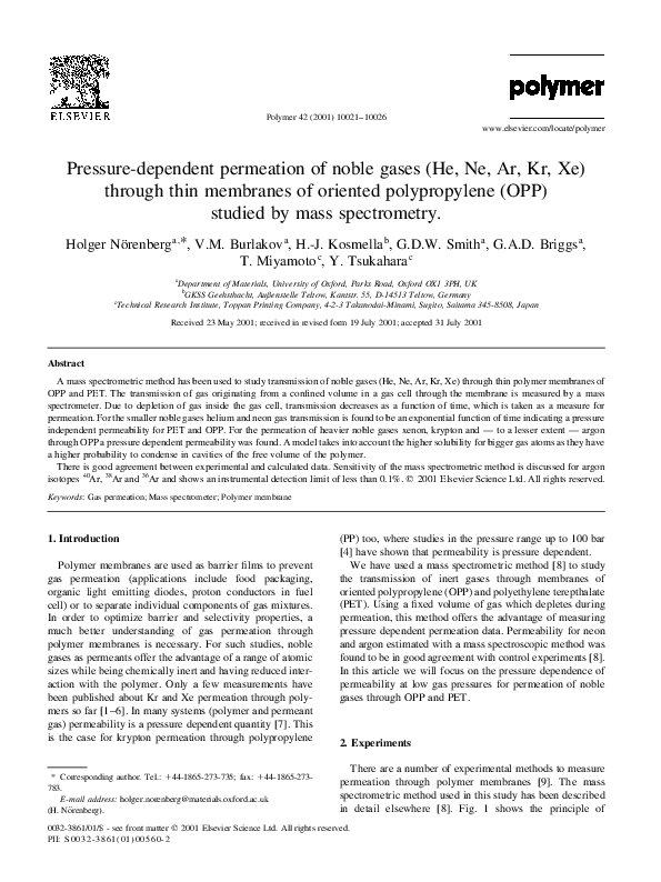 (PDF) Pressure-dependent permeation of noble gases (He, Ne, Ar, Kr, Xe ...