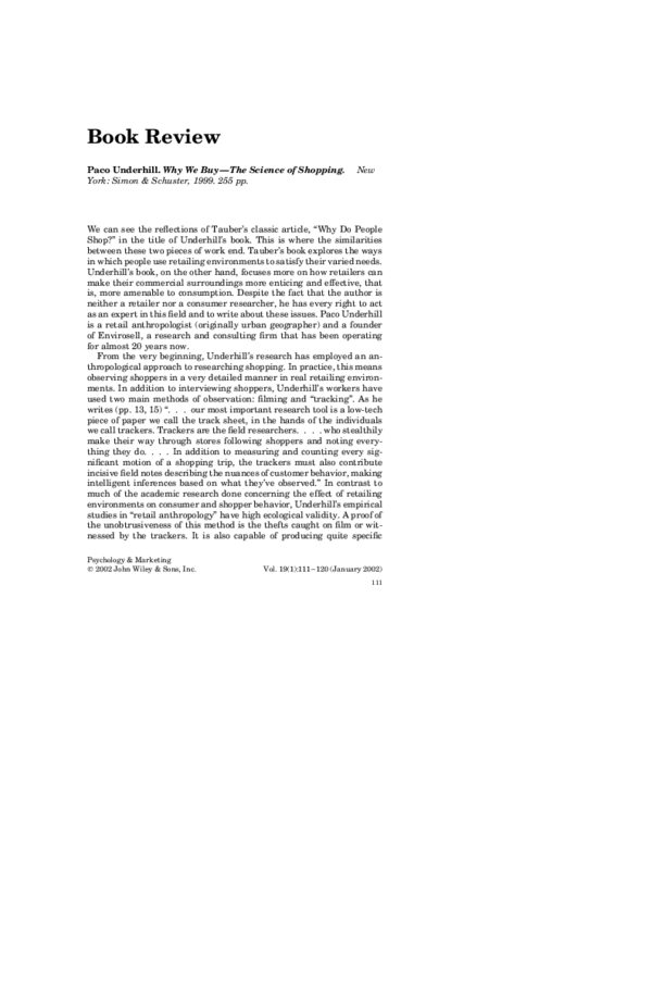 (PDF) Why we buy?The science of shopping