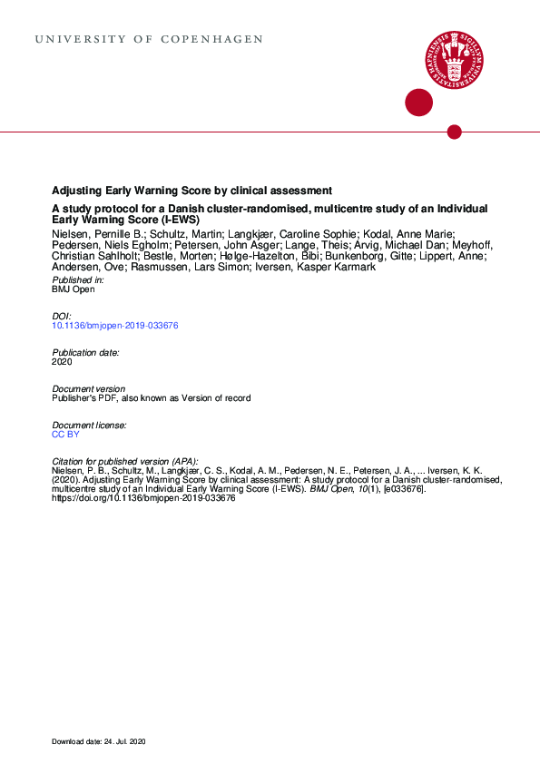 (PDF) Adjusting Early Warning Score by clinical assessment: a study ...